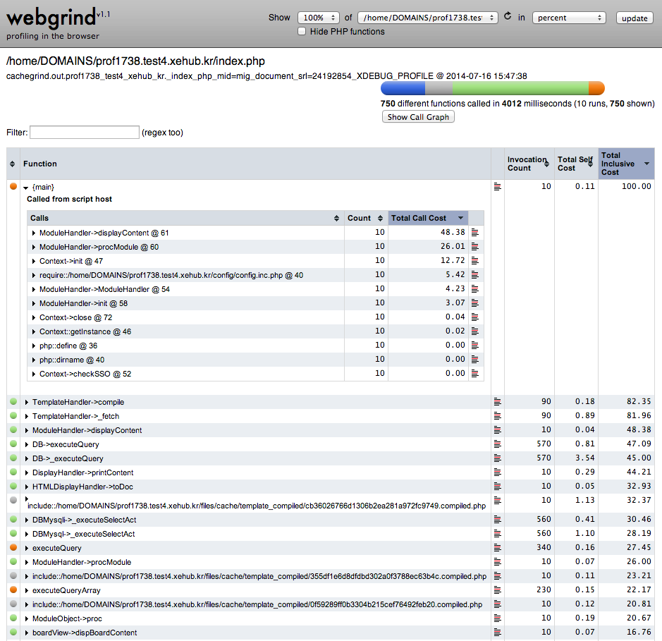 XE 프로파일링 - Blog - XpressEngine